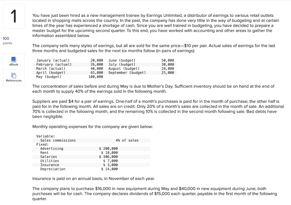 Solved (Earrings Unlimited) Please explain how you solved | Chegg.com