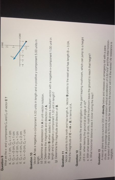 Solved y (cm) Question 9 what are the x-and y-components Ci | Chegg.com
