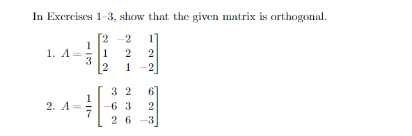 Solved In Exercises 1-3, show that the given matrix is | Chegg.com