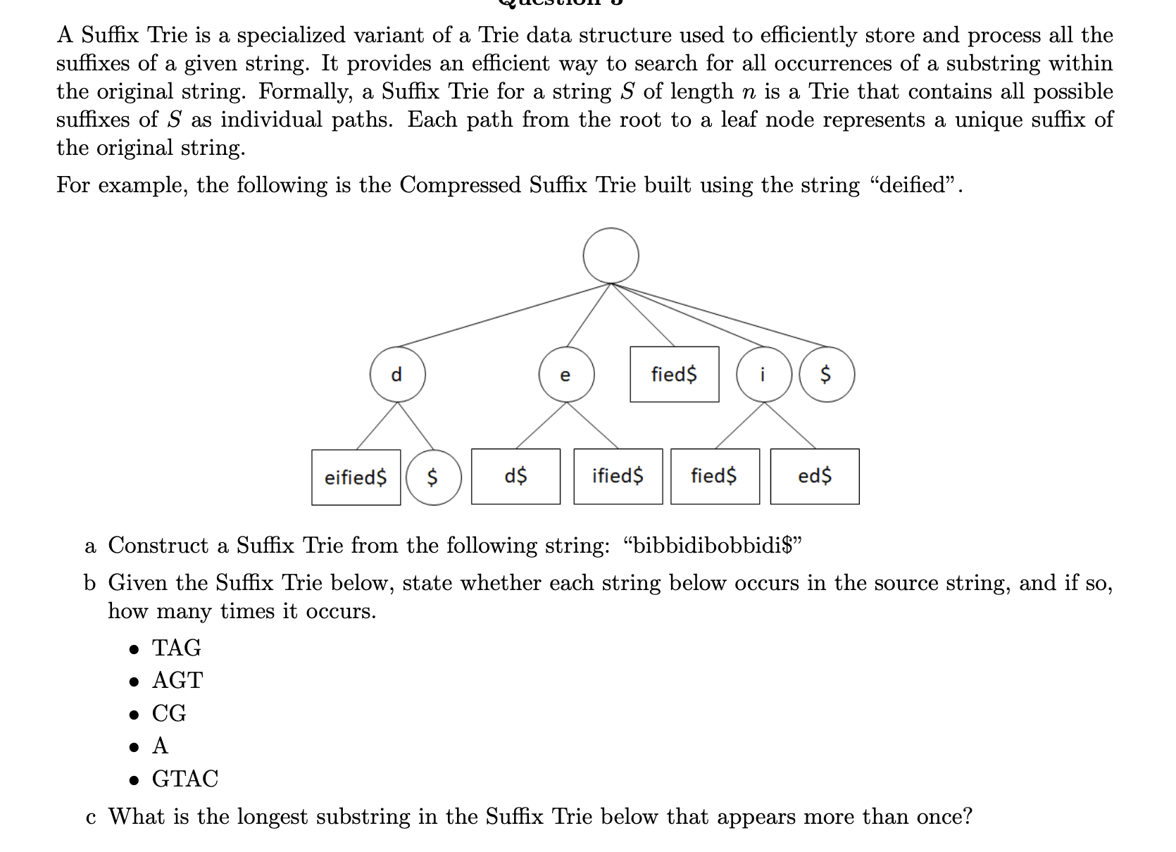 Solved A Suffix Trie Is A Specialized Variant Of A Trie Data