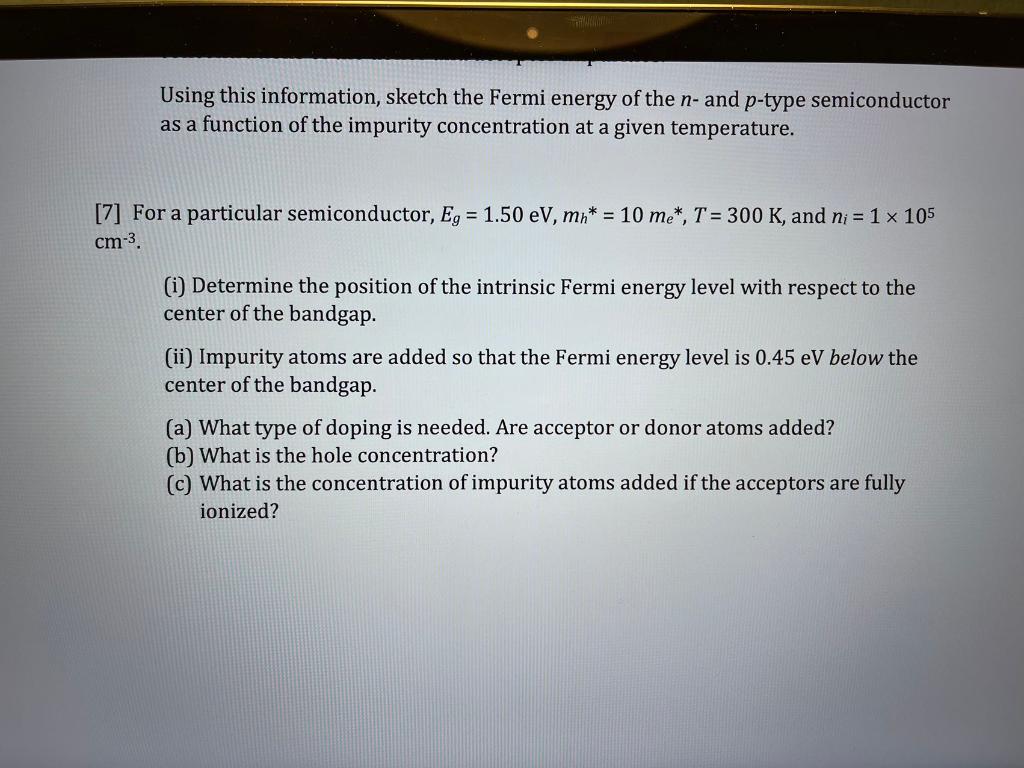 Solved Using this information, sketch the Fermi energy of | Chegg.com
