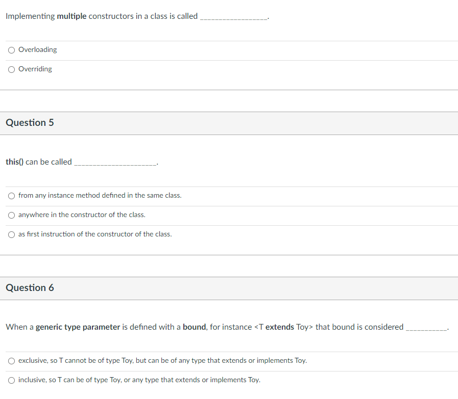 Solved Implementing multiple constructors in a class is | Chegg.com