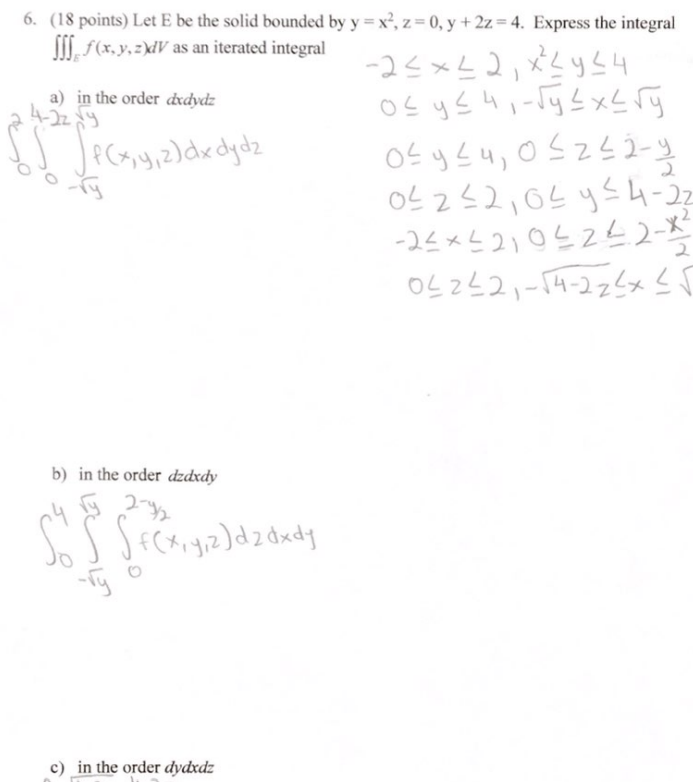 Solved 6. ( 18 points) Let E be the solid bounded by | Chegg.com