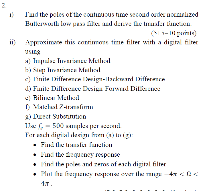 Solved Find the poles of the continuous time second order | Chegg.com