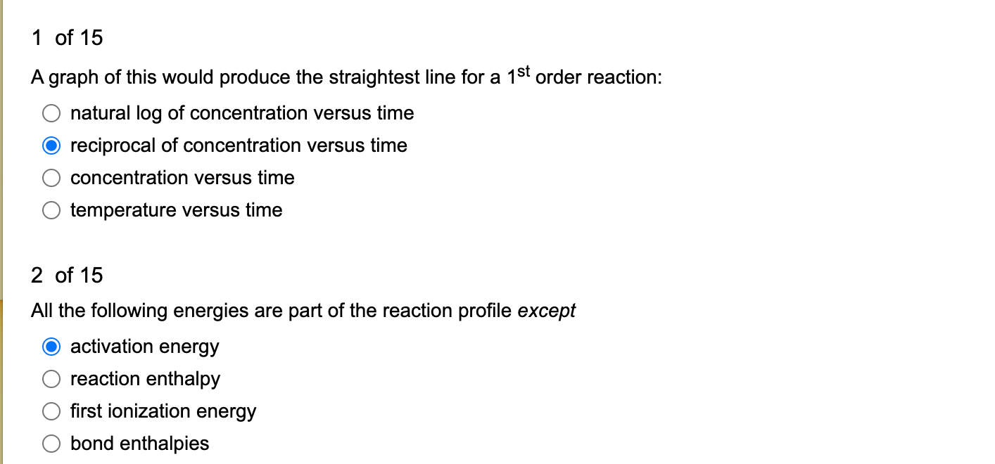 Solved 1 of 15 A graph of this would produce the straightest | Chegg.com