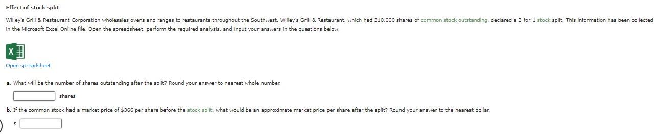 Solved in the Microsoft Excel Online file. Open the | Chegg.com