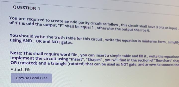 Solved QUESTION 1 You are required to create an odd parity | Chegg.com