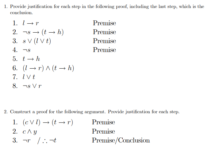 Solved 1. Provide justification for each step in the | Chegg.com