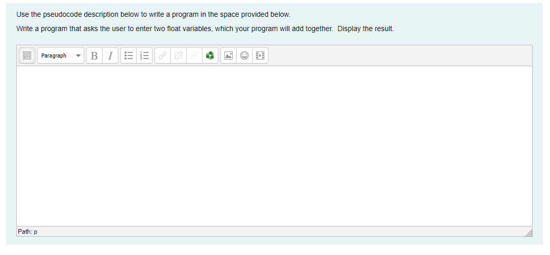 Solved Use the pseudocode description below to write a | Chegg.com