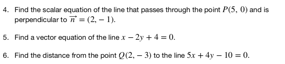Solved 4. Find the scalar equation of the line that passes | Chegg.com