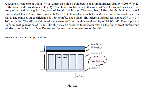 Solved A square silicon chip of ﻿width W=24.2mm on ﻿a side | Chegg.com