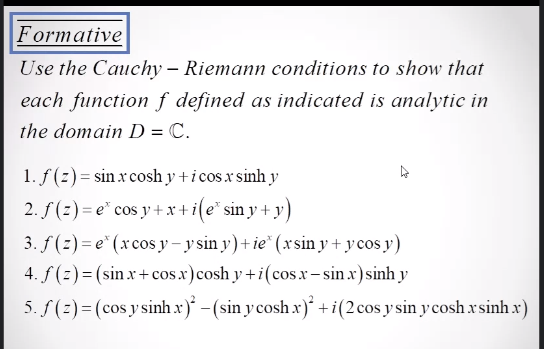 Solved Use the Cauchy-Riemann conditions to show that each | Chegg.com