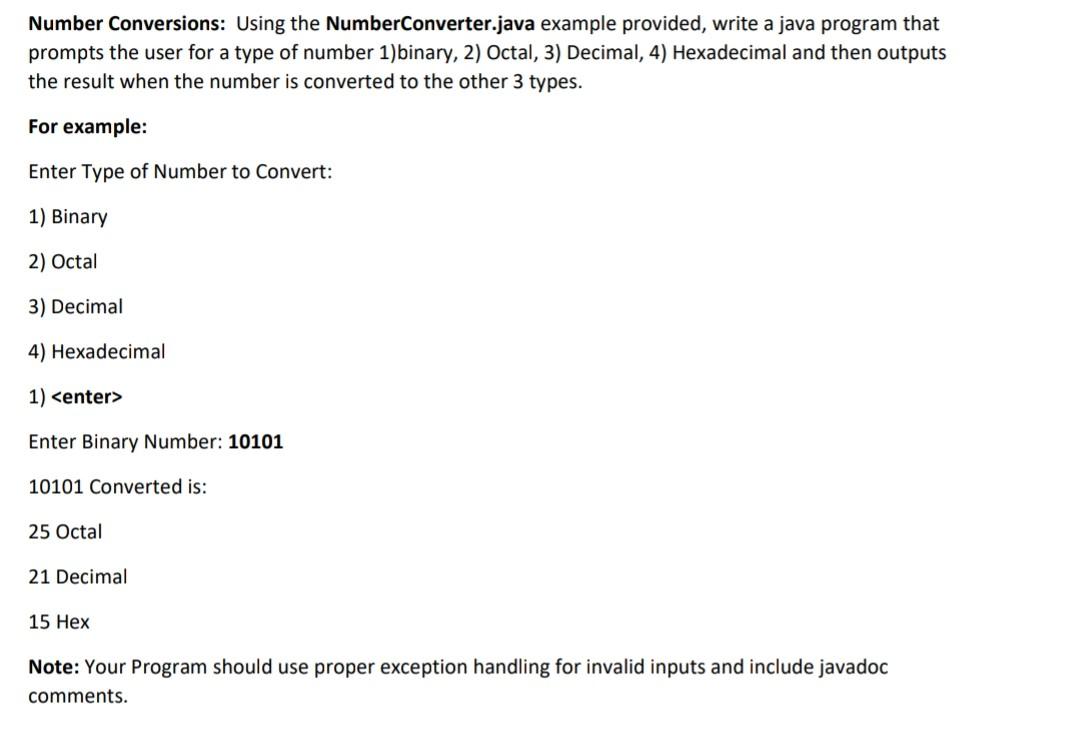 Solved "NumberConverter.java" package | Chegg.com