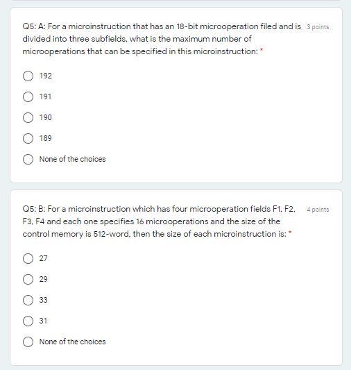 Solved 05:A: For a microinstruction that has an 18-bit | Chegg.com