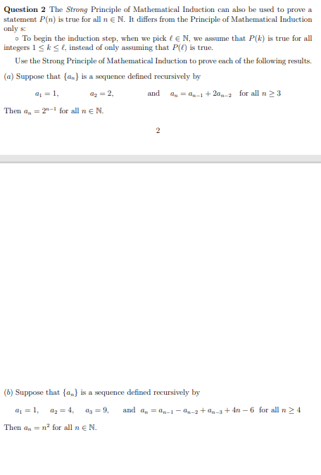 Solved by an EXPERT Question 2 ﻿The Strong Principle of ﻿Mathematical | Chegg.com