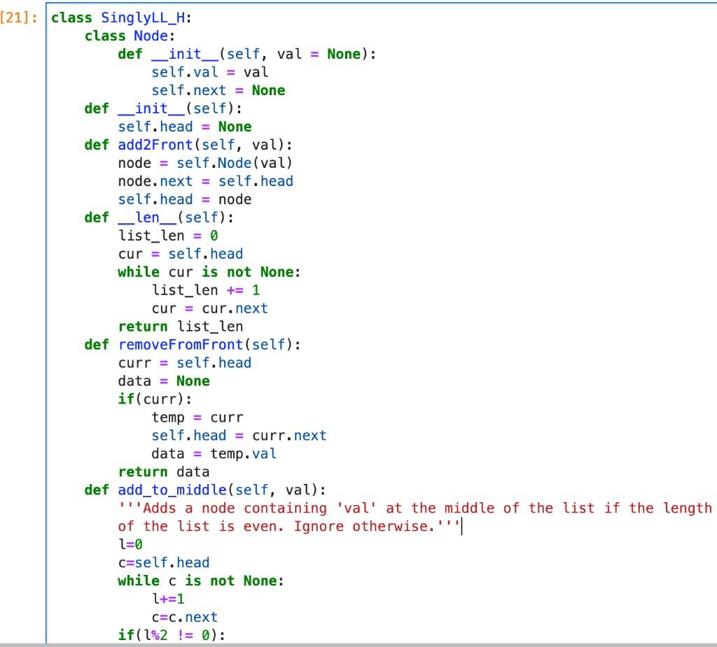 Solved In Python Problem Descriptions: Write a Singly-Linked | Chegg.com