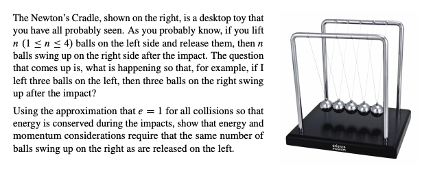 Solved The Newton’s Cradle, shown on the right, is a desktop | Chegg.com