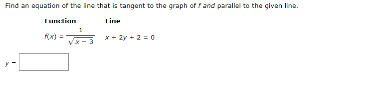 Solved Function Line f(x)=x−31x+2y+2=0 y= | Chegg.com