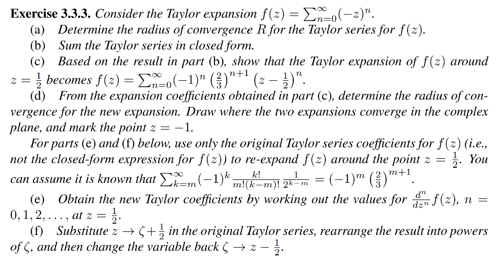 Solved Exercise 3.3.3. Consider the Taylor expansion | Chegg.com