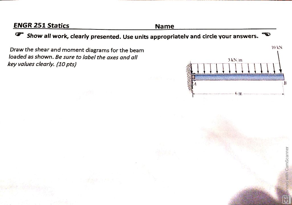 Solved ENGR 251 Statics Name Show all work, clearly | Chegg.com