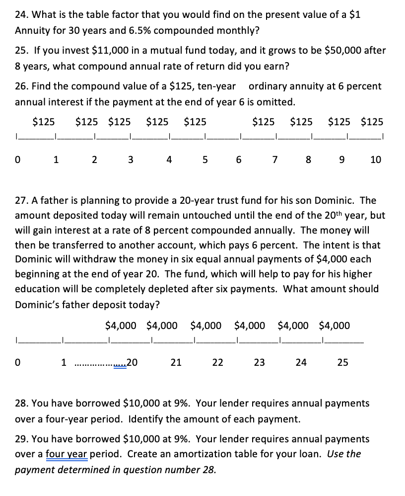 Solved 24. What is the table factor that you would find on | Chegg.com