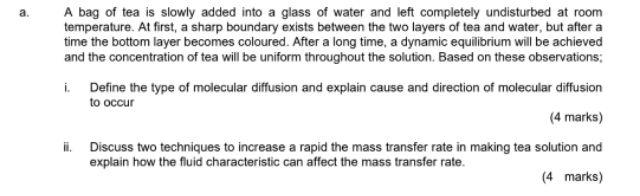 Solved A bag of tea is slowly added into a glass of water | Chegg.com