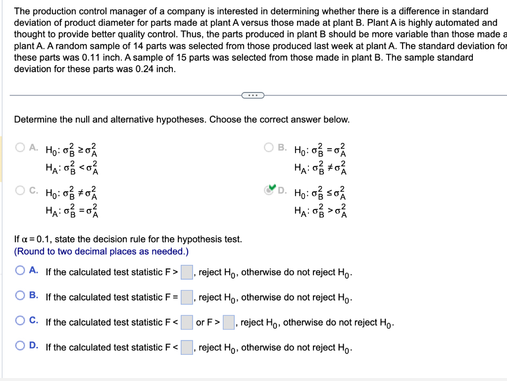 Solved The production control manager of a company is | Chegg.com