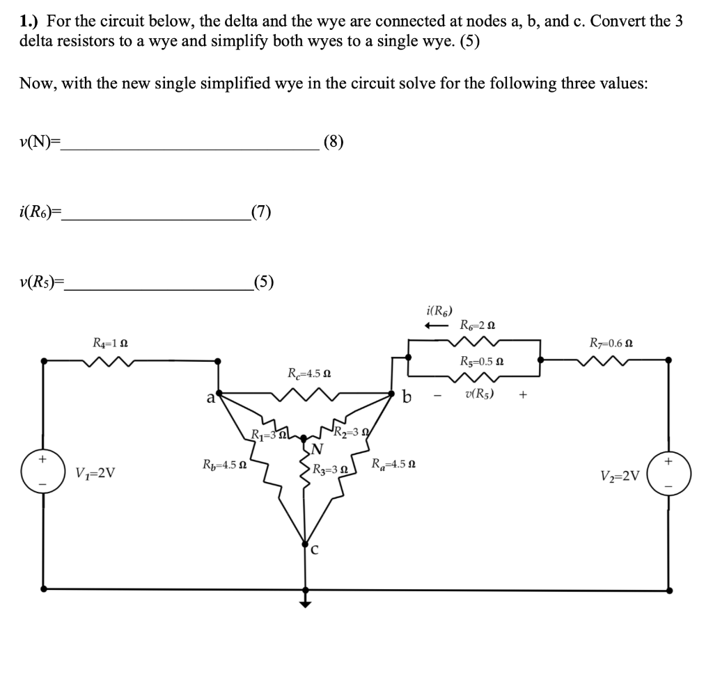 Solved 1.) For the circuit below, the delta and the wye are | Chegg.com