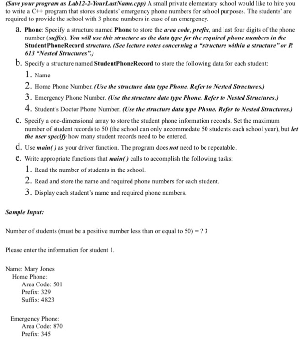 Solved Save your program as Lab12-2-YourLast Name.cpp) A | Chegg.com