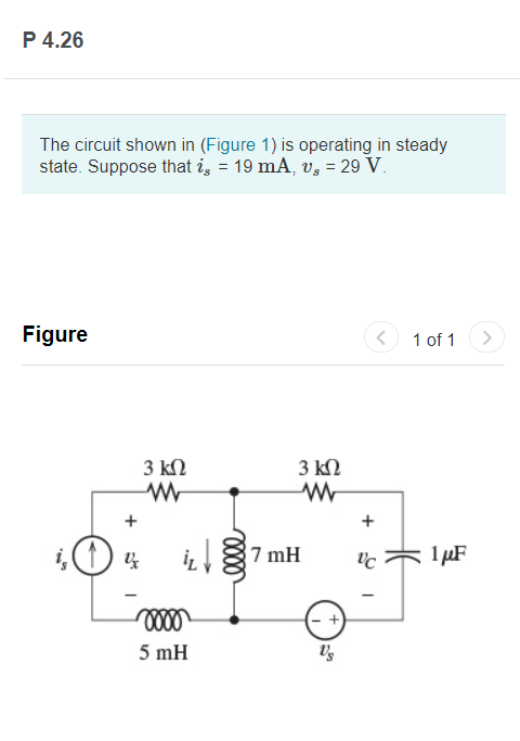 Solved P 4.26 The circuit shown in (Figure 1) is operating | Chegg.com