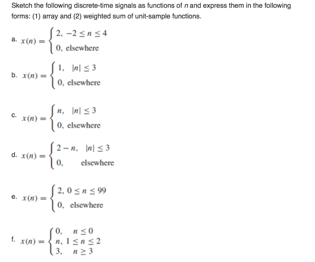Solved Sketch the following discrete-time signals as | Chegg.com