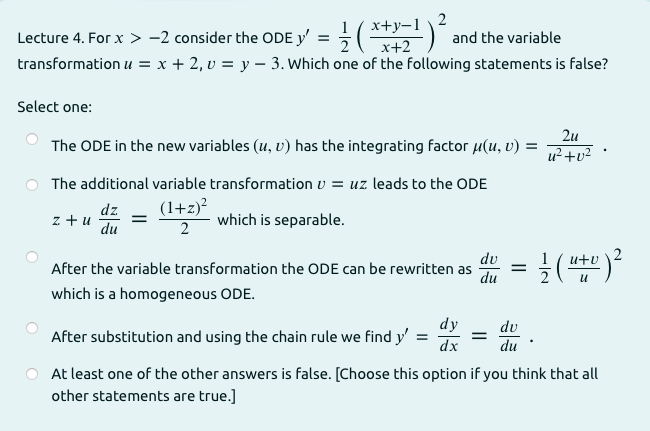 Solved Lecture 4. ﻿For x>-2 ﻿consider the ODE | Chegg.com