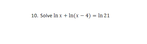 Solved x+ln(x−4)=ln21 | Chegg.com