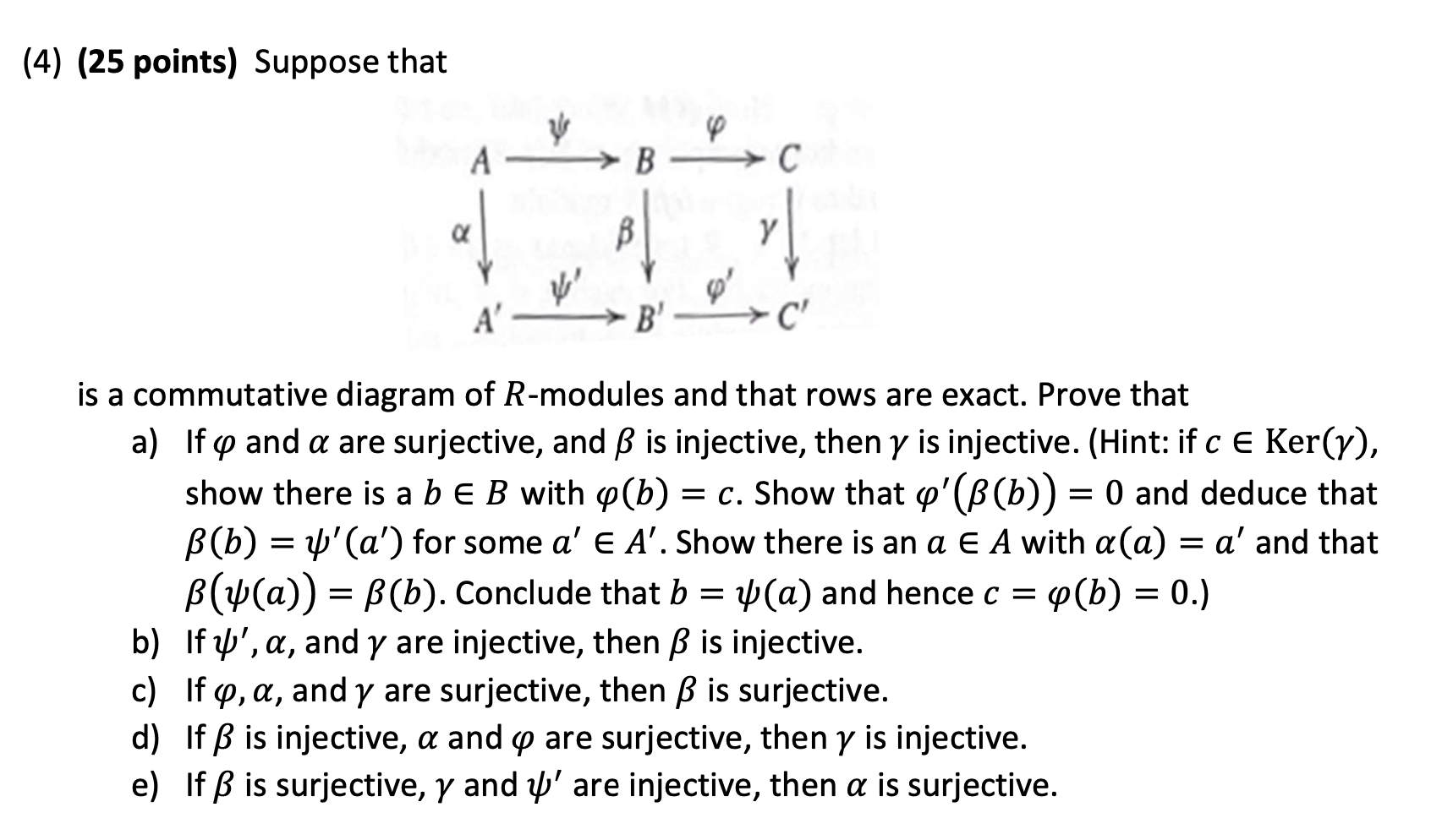 Solved (4) (25 points) Suppose that is a commutative diagram | Chegg.com