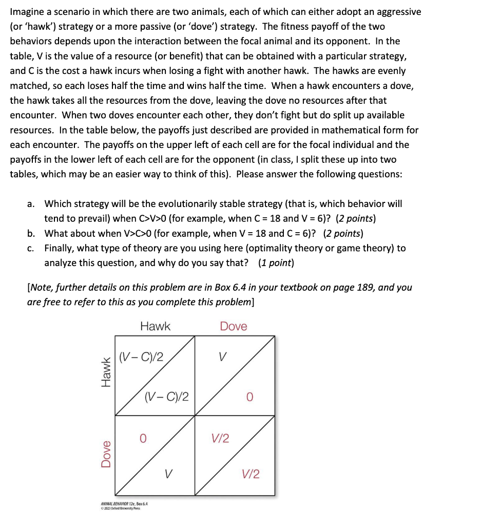 Imagine a scenario in which there are two animals, | Chegg.com