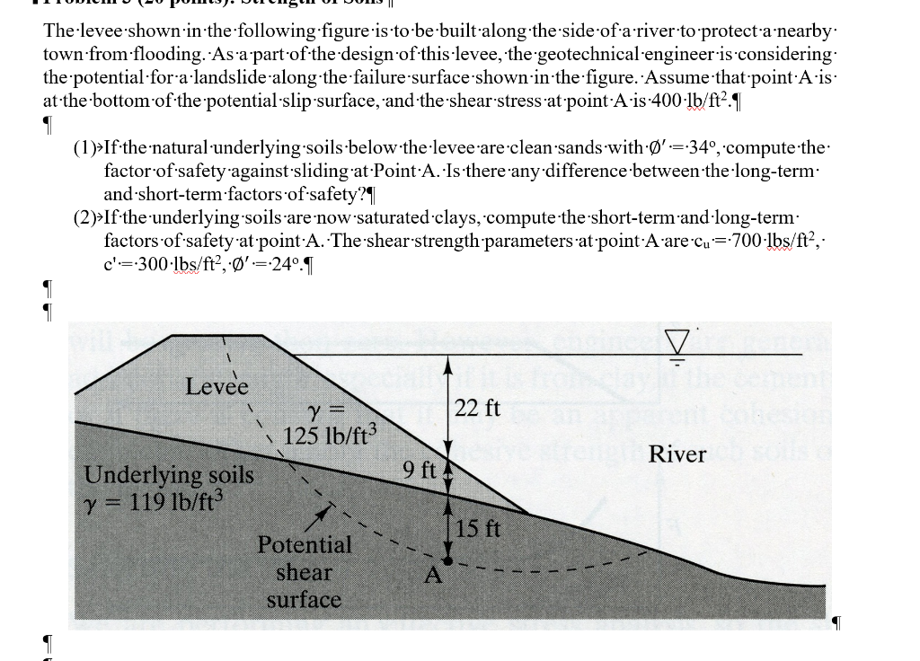 Solved The levee shown in the following figure is to be | Chegg.com