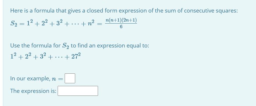 Solved Here is the formula that gives a closed form | Chegg.com