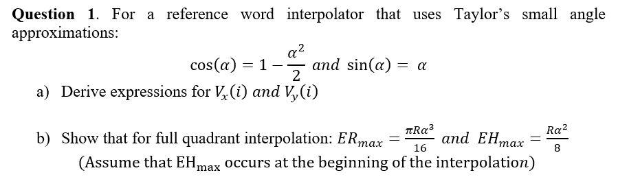 Question 1. For a reference word interpolator that | Chegg.com
