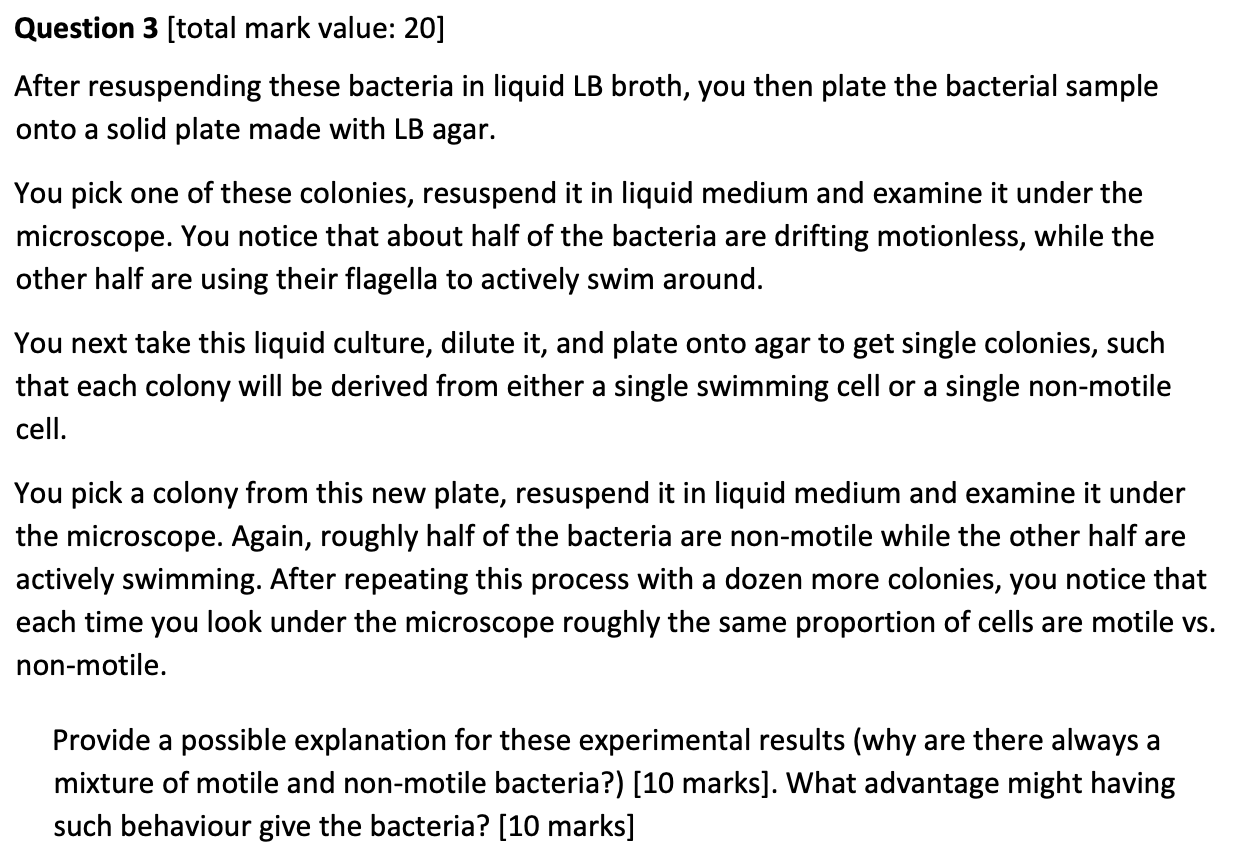 Solved Question 3 [total mark value: 20] After resuspending | Chegg.com