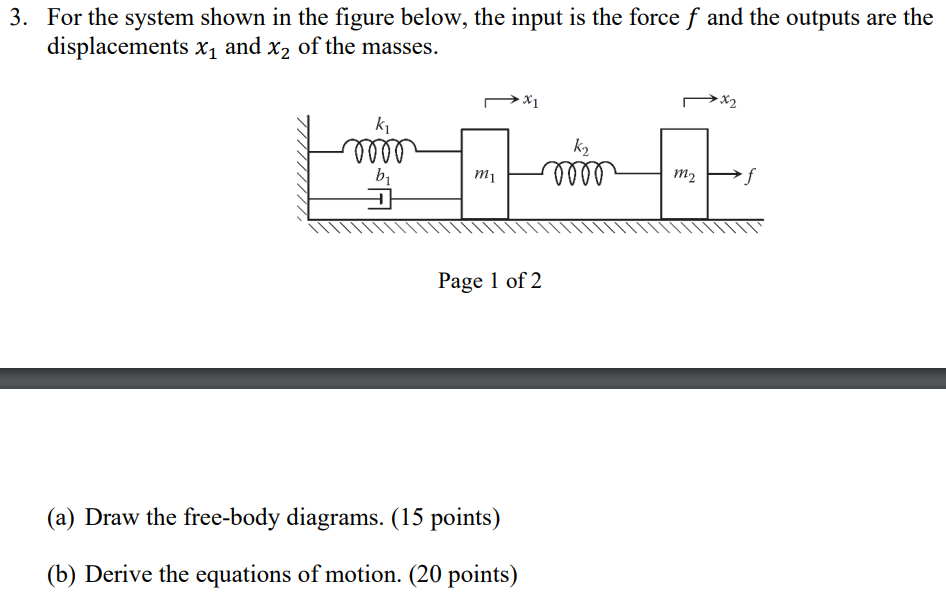 Solved For the system shown in the figure below, the input | Chegg.com