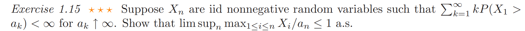 Solved Exercise 1.15⋆⋆⋆ Suppose Xn are iid nonnegative | Chegg.com