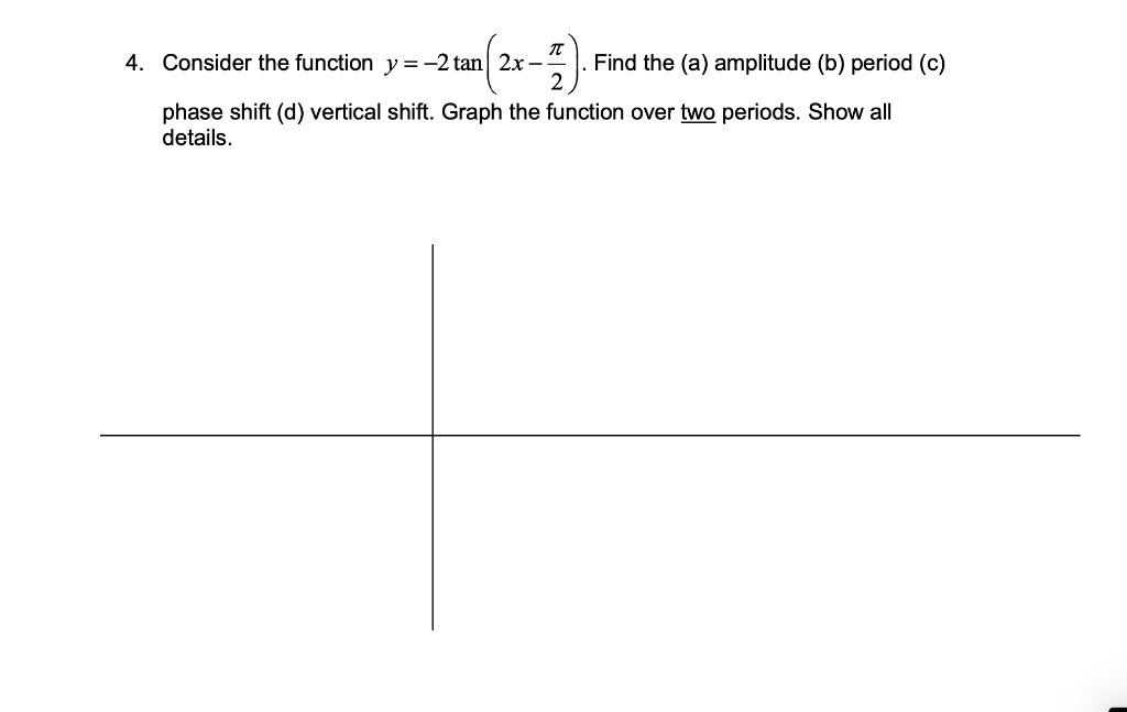 Solved 7T 4. Consider the function y=-2 tan 2x- . Find the | Chegg.com