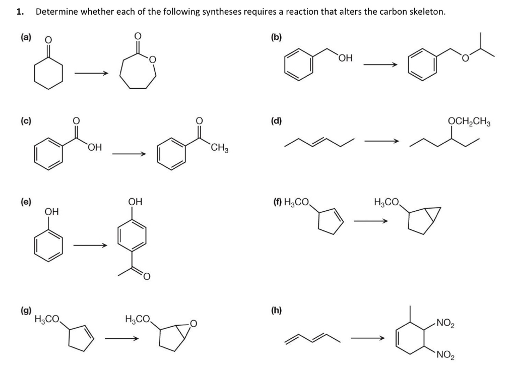 Solved 1. Determine whether each of the following syntheses | Chegg.com