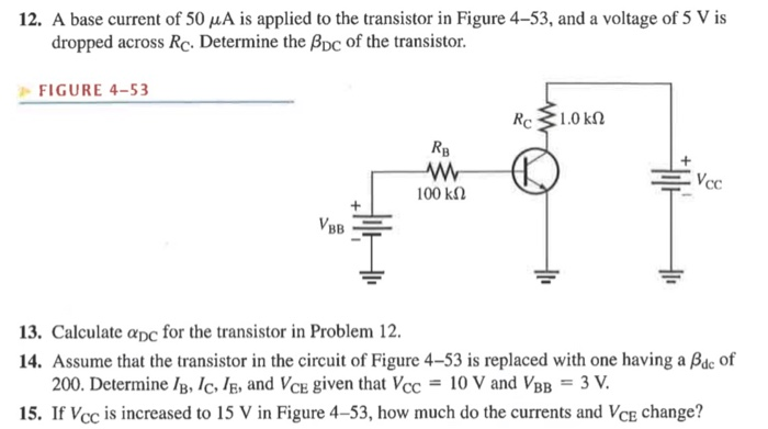 Solved 12. A base current of 50 MA is applied to the | Chegg.com