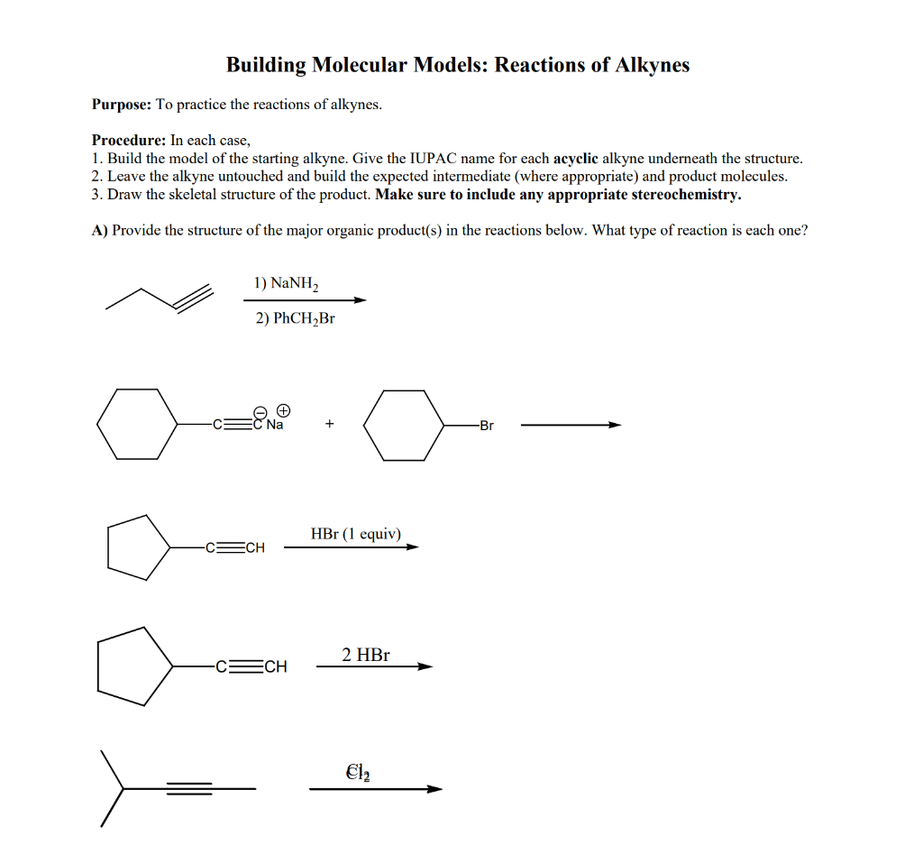 Solved Building Molecular Models: Reactions of Alkynes | Chegg.com