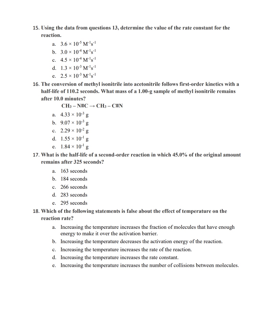 Solved 10. The rate of decomposition of C3H6 in the | Chegg.com