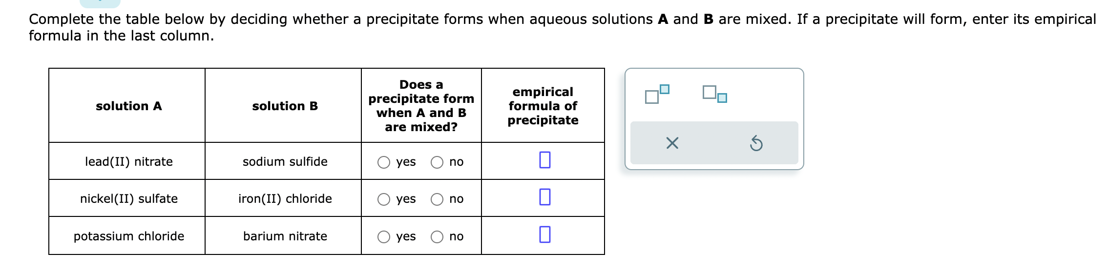 Solved Complete the table below by deciding whether a | Chegg.com