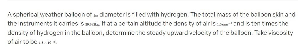 Solved A spherical weather balloon of 2 m diameter is filled | Chegg.com