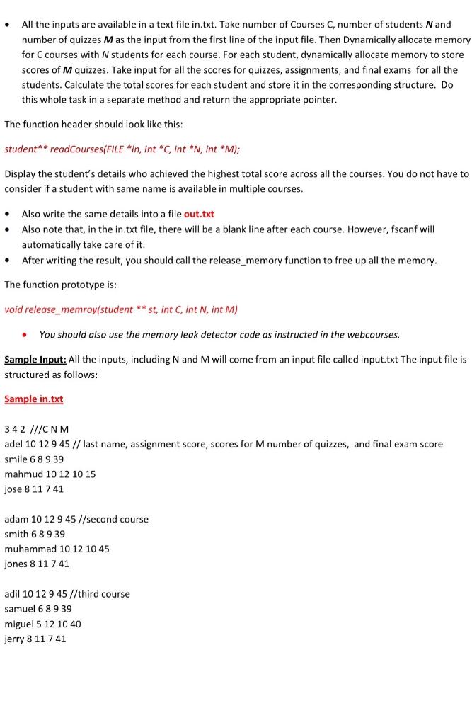 Solved COP 3502- Lab 1 on Dynamic Memory Allocation In this | Chegg.com