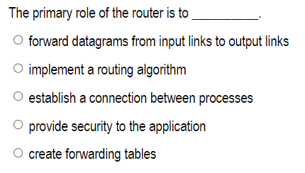 Solved The primary role of the router is to forward | Chegg.com